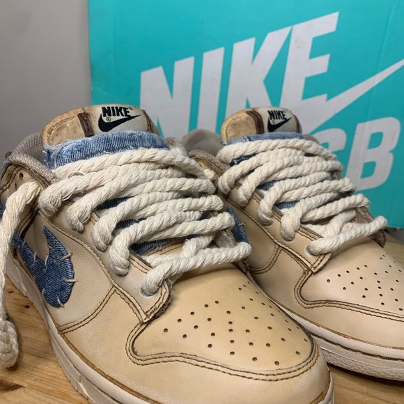 Nike | Shoes | Nike Dunk Low Custom Recycled Levis Espresso Dye Rope ...